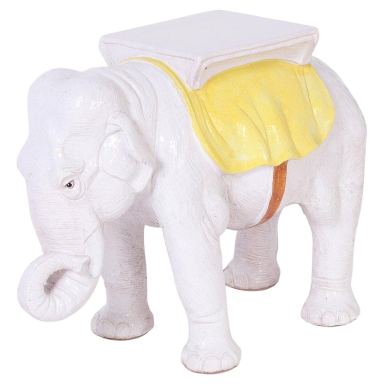 Italian Glazed Earthenware Elephant Garden Seat or Table For Sale at ...