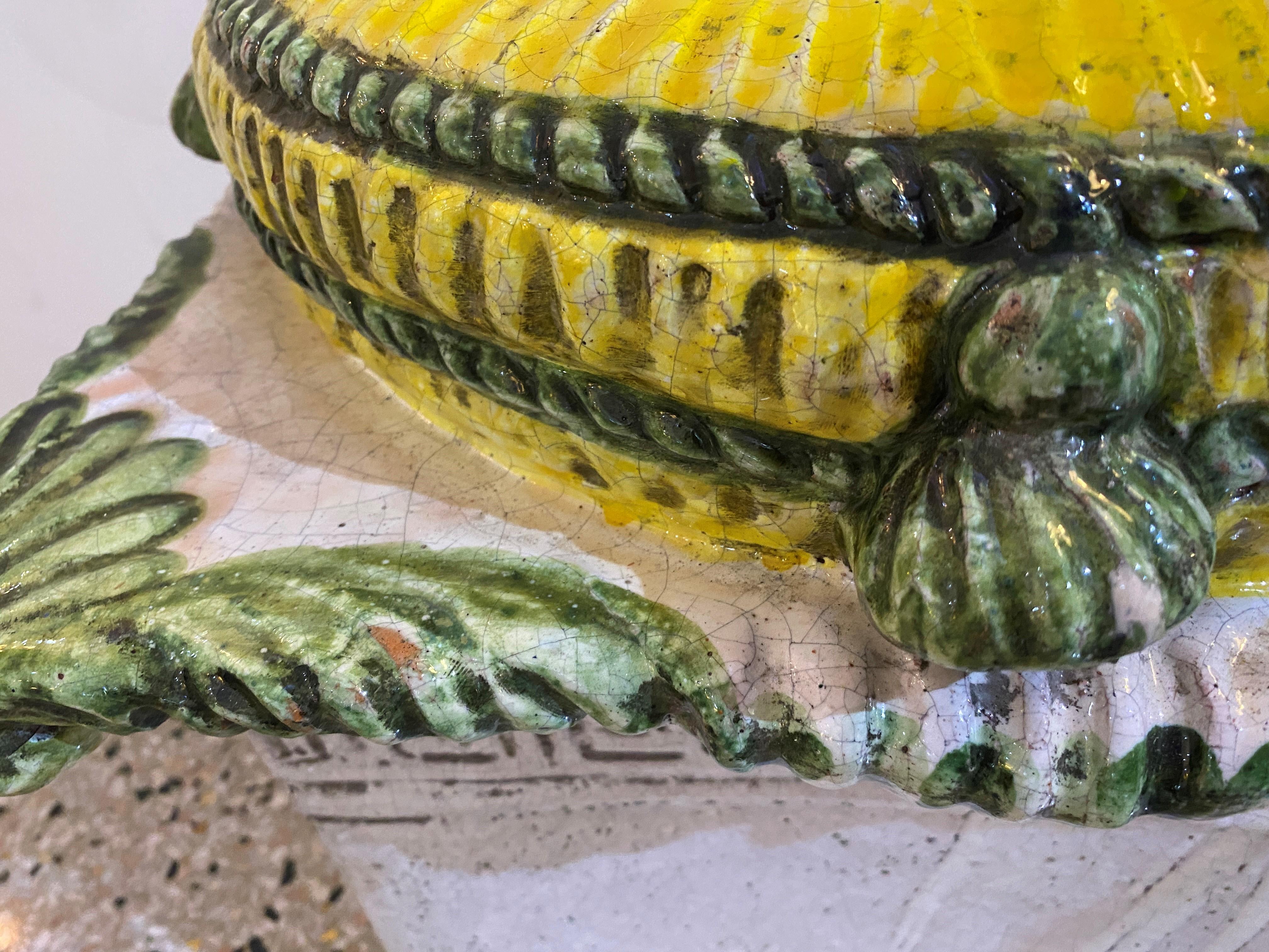 Italian Glazed Terracotta Garden Stool at 1stDibs
