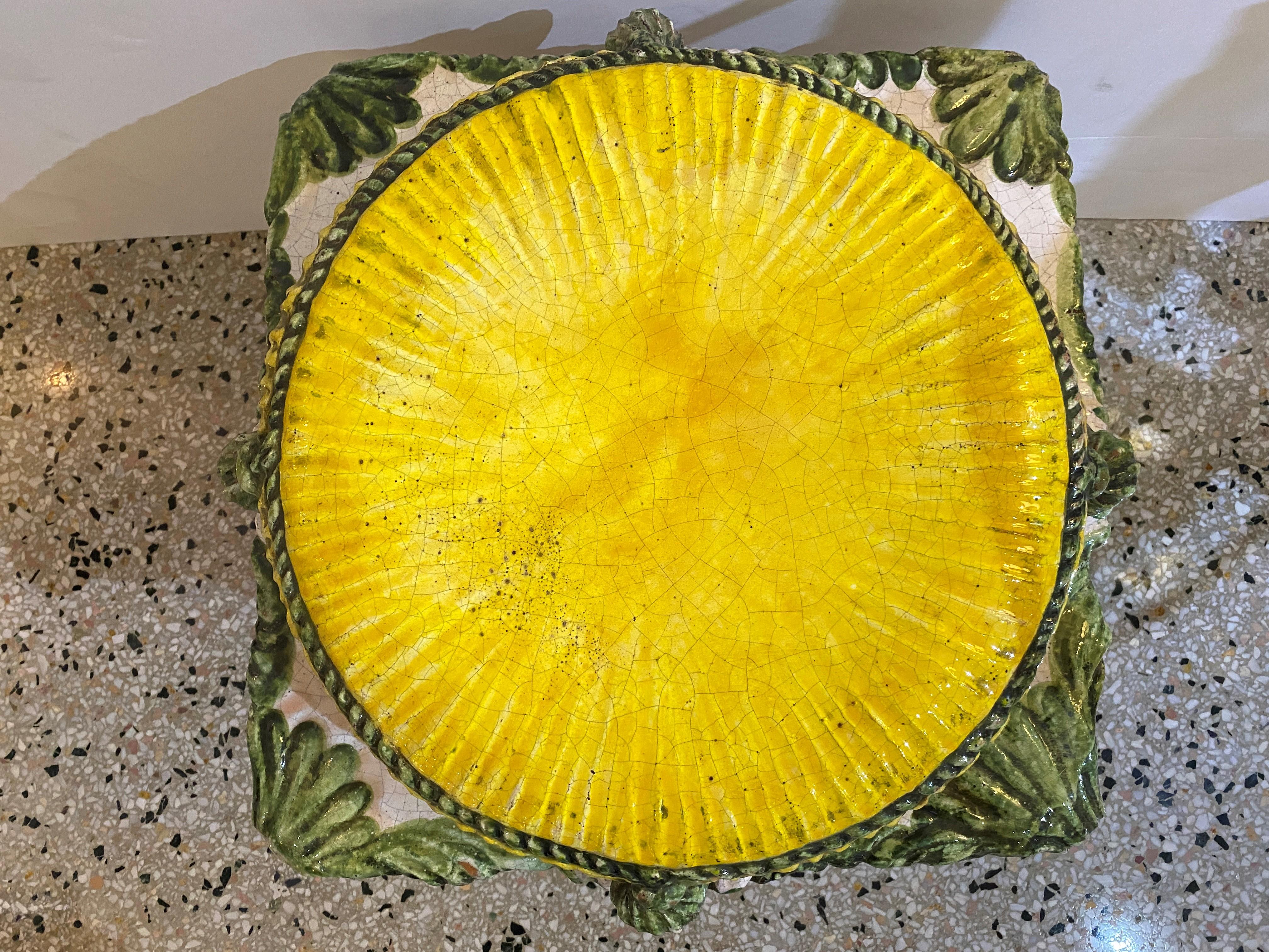 Italian Glazed Terracotta Garden Stool at 1stDibs