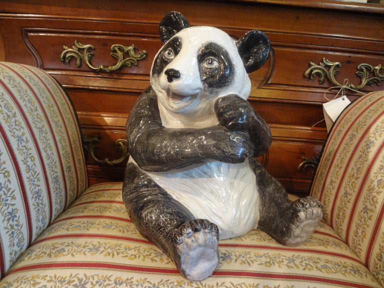 Italian Glazed Terracotta Panda Bear at 1stDibs