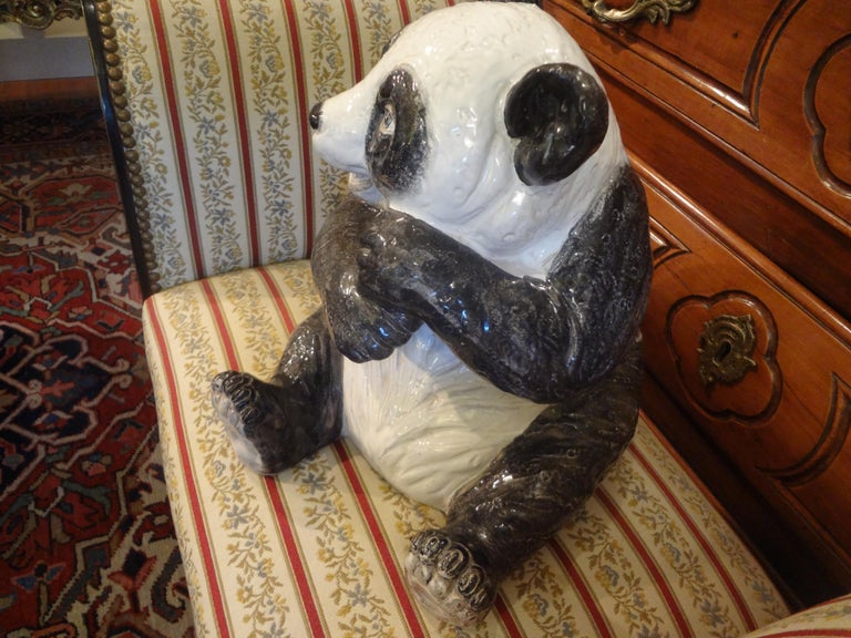 Italian Glazed Terracotta Panda Bear at 1stDibs