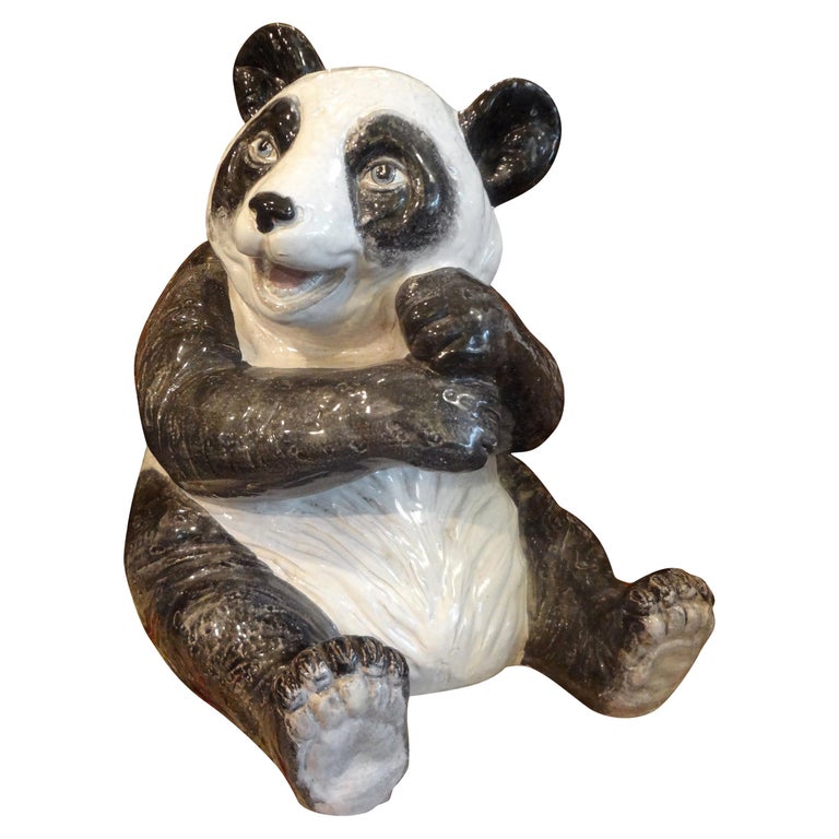 Italian Glazed Terracotta Panda Bear at 1stDibs