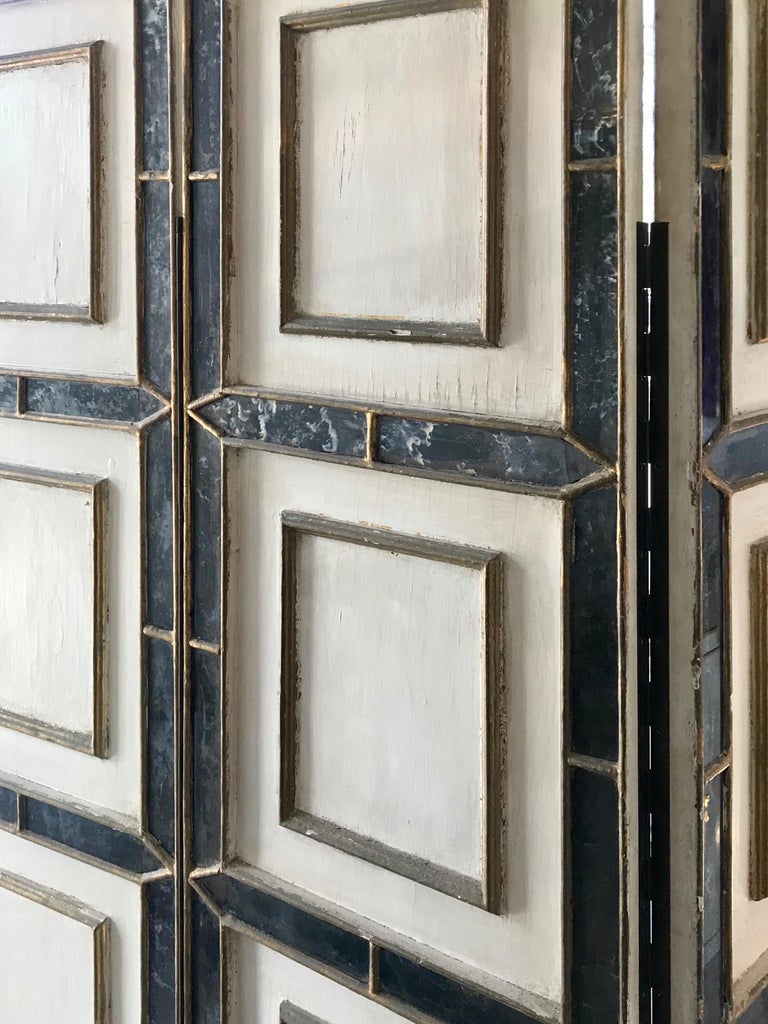 Italian Gold Florentine Hand Painted Court Jester Four Paneled Screen ...