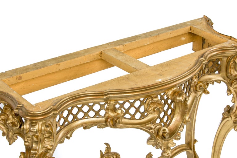Italian Gold Gilded Rococo Console Table with Rosso Verona Marble Top ...