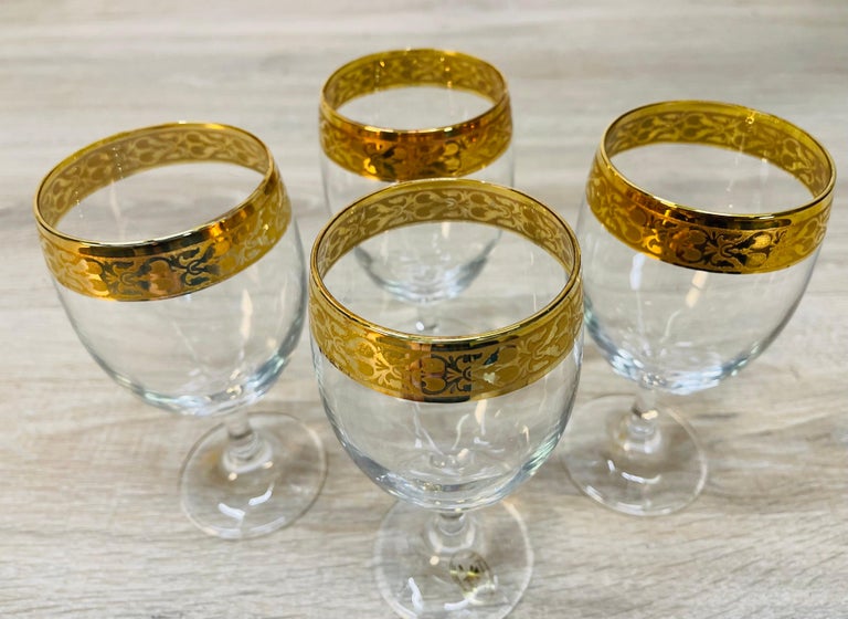 Italian Gold Rim Wine Stems, Set of 4 For Sale at 1stDibs
