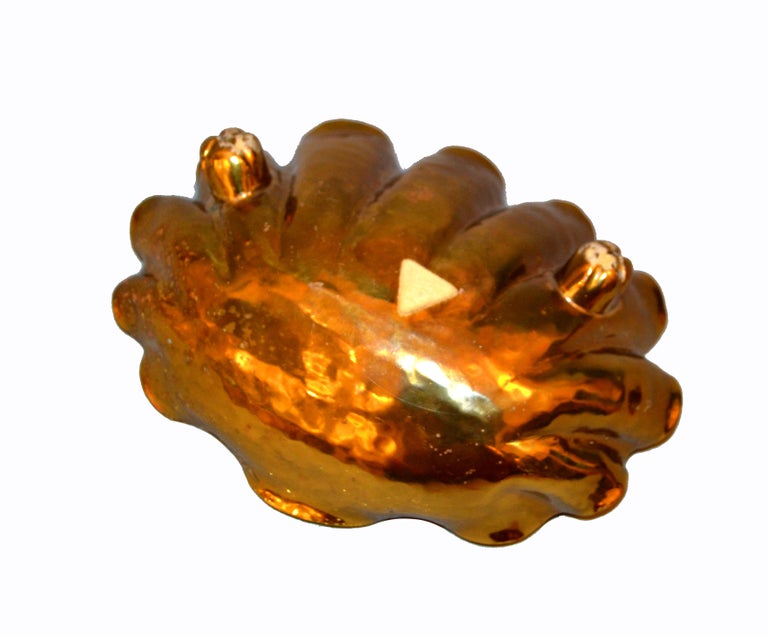Italian Golden Hand-Hammered Bronze Clam Footed Bowl, Key Dish ...