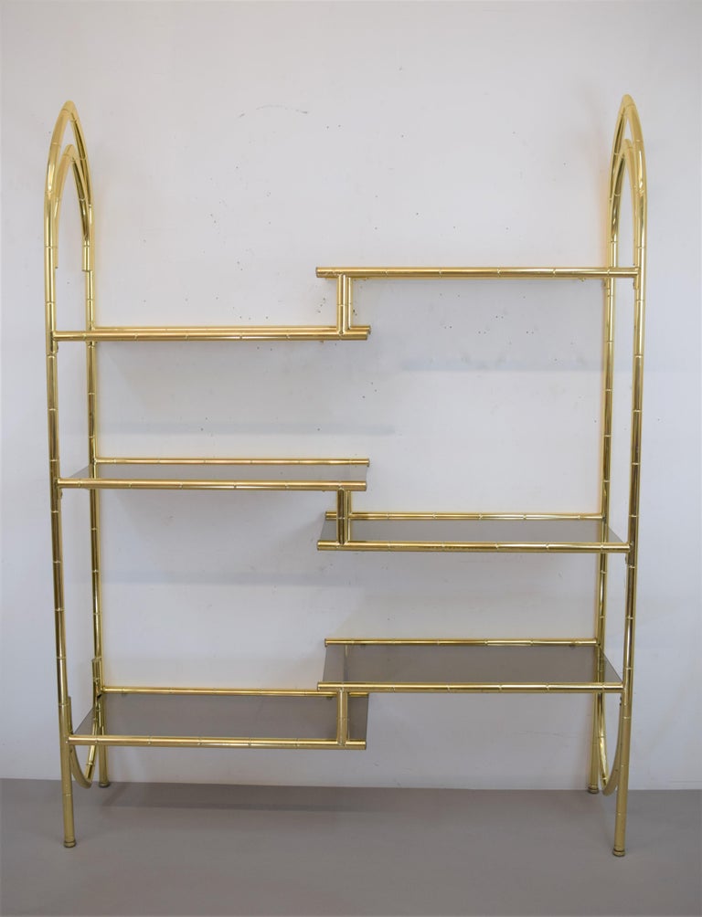 Italian Golden Metal Library Shelves, 1970s at 1stDibs