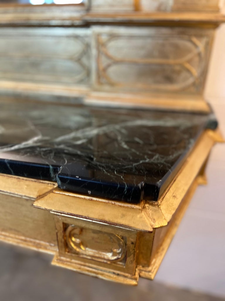 Italian Gothic Mirror Console with Black Marble For Sale at 1stDibs