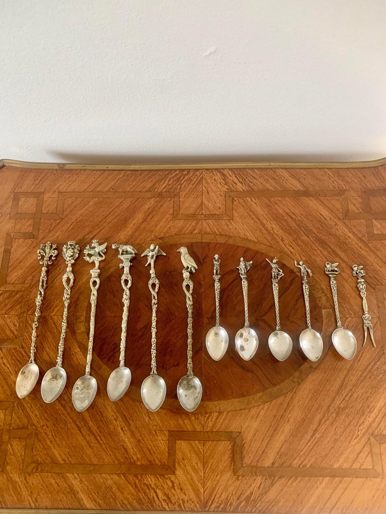 Italian Grand Tour Style Spoons, a Set of 12 For Sale at 1stDibs