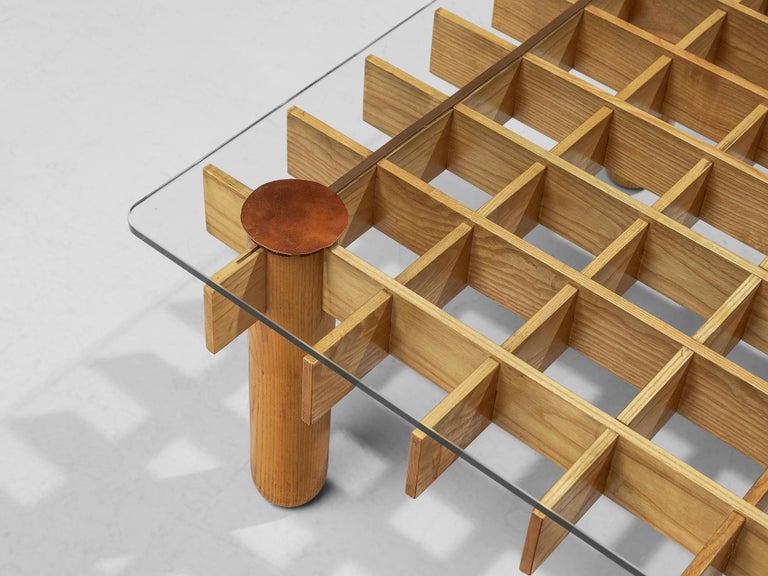 Italian Graphic Coffee Table in Maple and Glass For Sale at 1stDibs