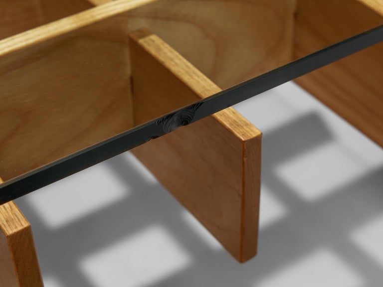 Italian Graphic Coffee Table in Maple and Glass For Sale at 1stDibs