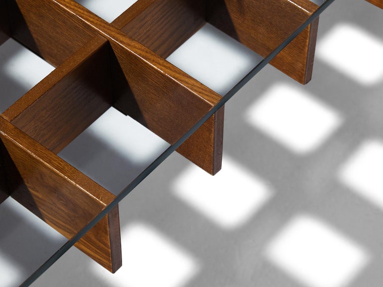 Italian Graphic Coffee Table in Maple and Glass For Sale at 1stDibs