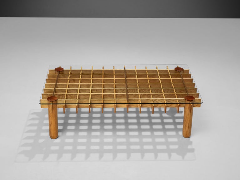 Italian Graphic Coffee Table in Maple and Glass For Sale at 1stDibs
