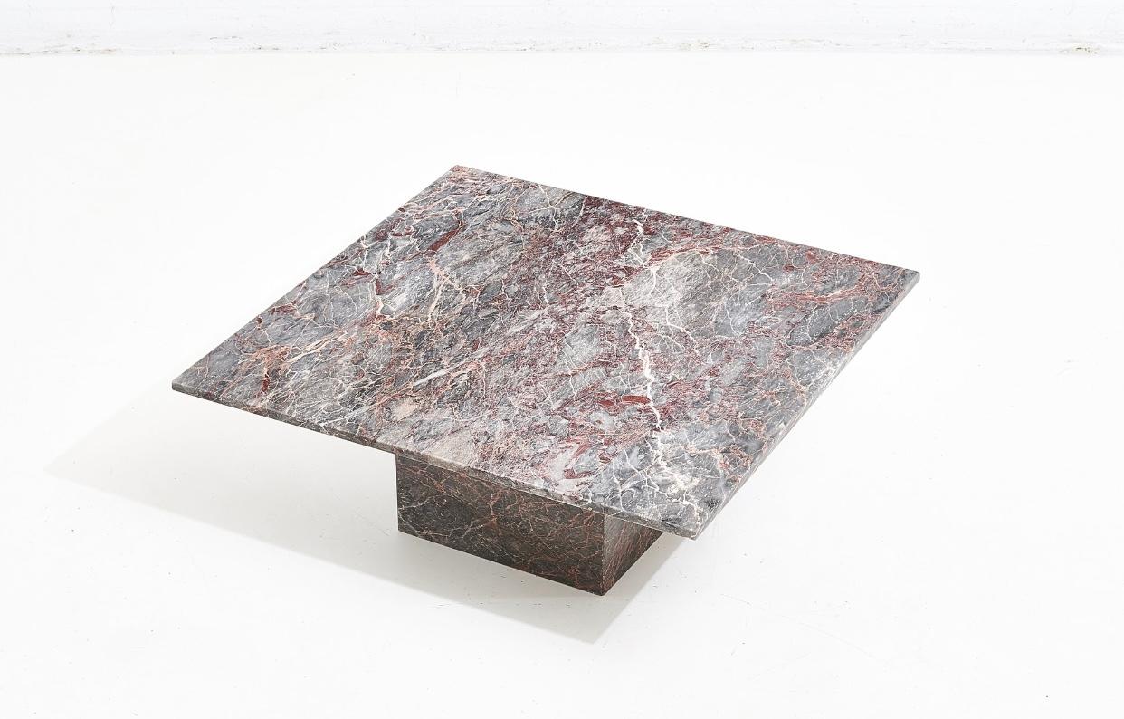 Italian Gray and Pink Travertine Coffee Table, 1970 at 1stDibs