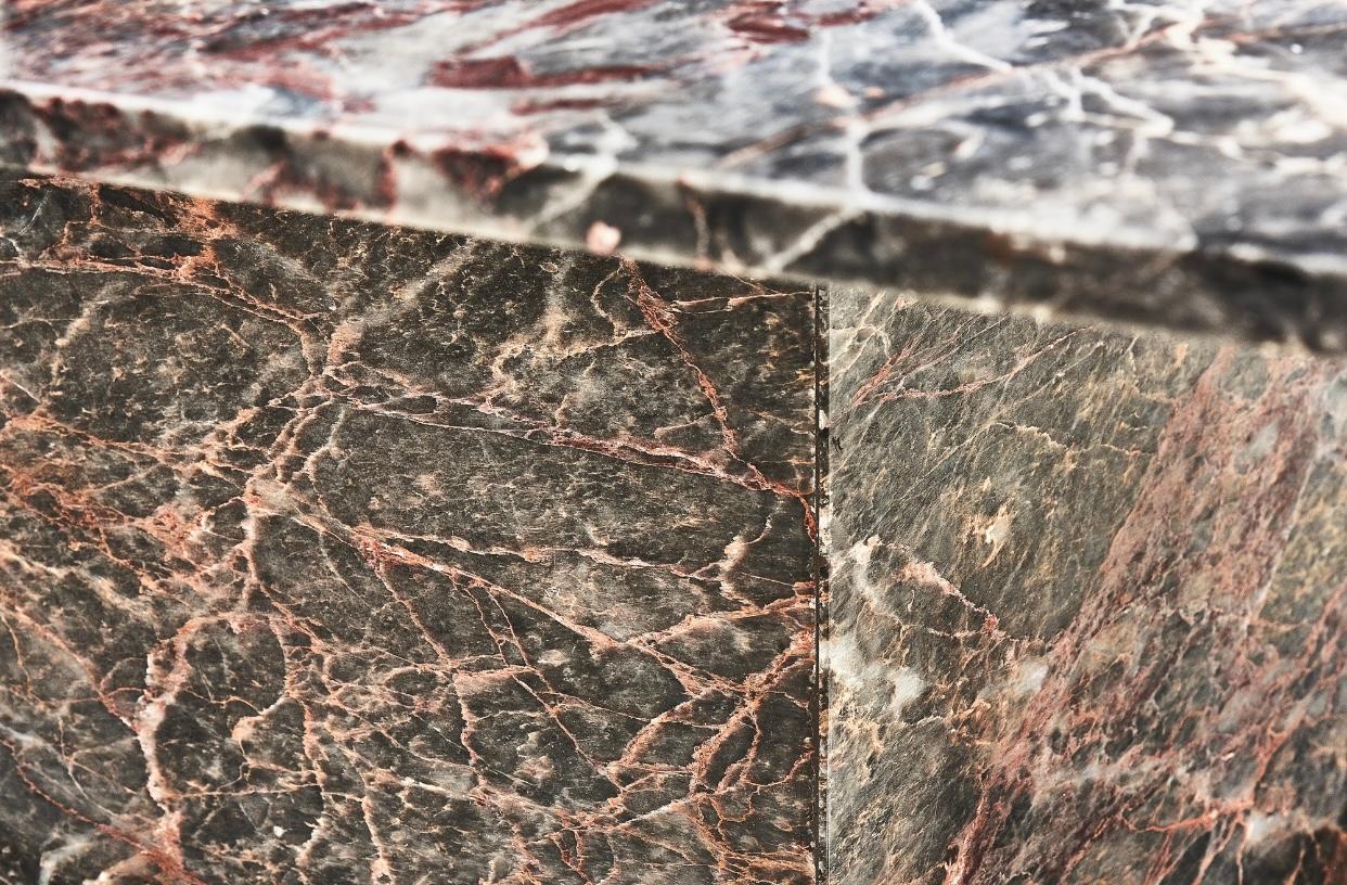 Italian Gray and Pink Travertine Coffee Table, 1970 at 1stDibs