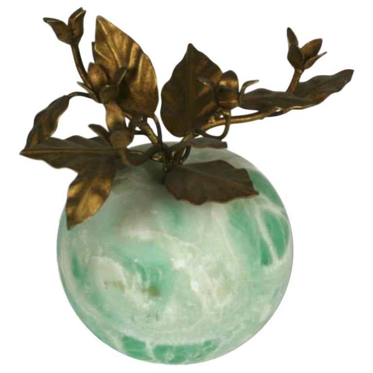 Italian Green Marble Apple with Gilt Foliage at 1stDibs