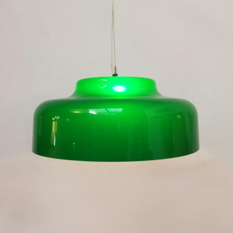 Italian Green Perspex and Chromed Steel Ceiling Lamp, 1970s For Sale at ...