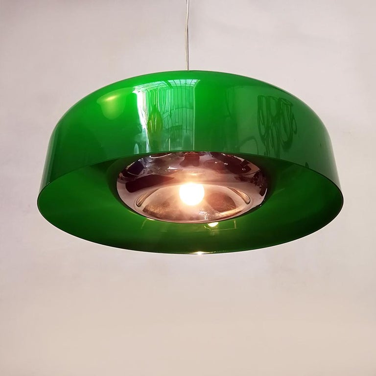 Italian Green Perspex and Chromed Steel Ceiling Lamp, 1970s For Sale at ...
