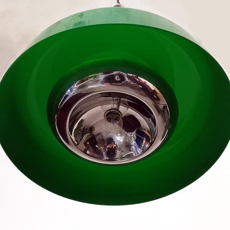 Italian Green Perspex and Chromed Steel Ceiling Lamp, 1970s For Sale at ...