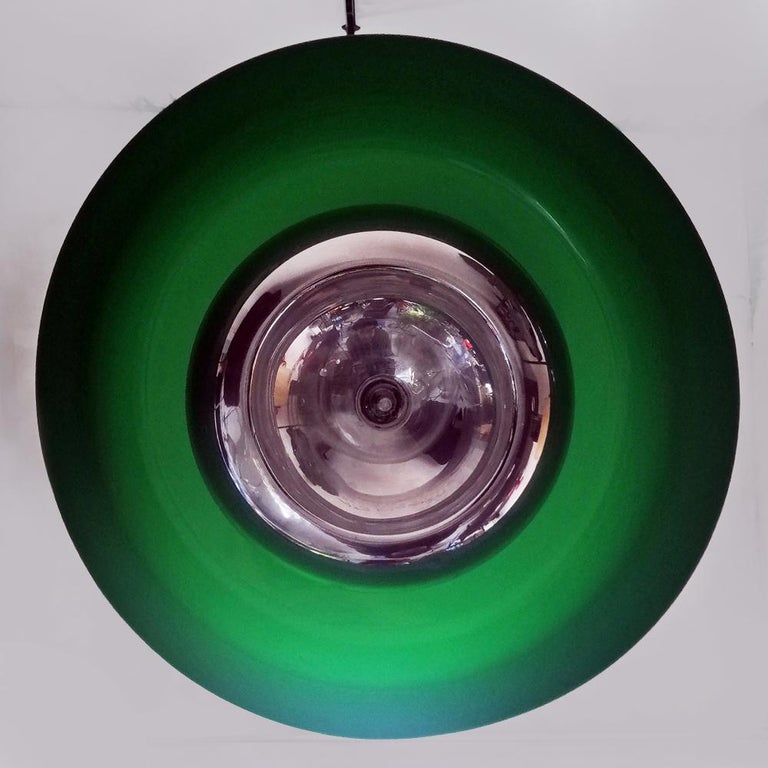 Italian Green Perspex and Chromed Steel Ceiling Lamp, 1970s For Sale at ...