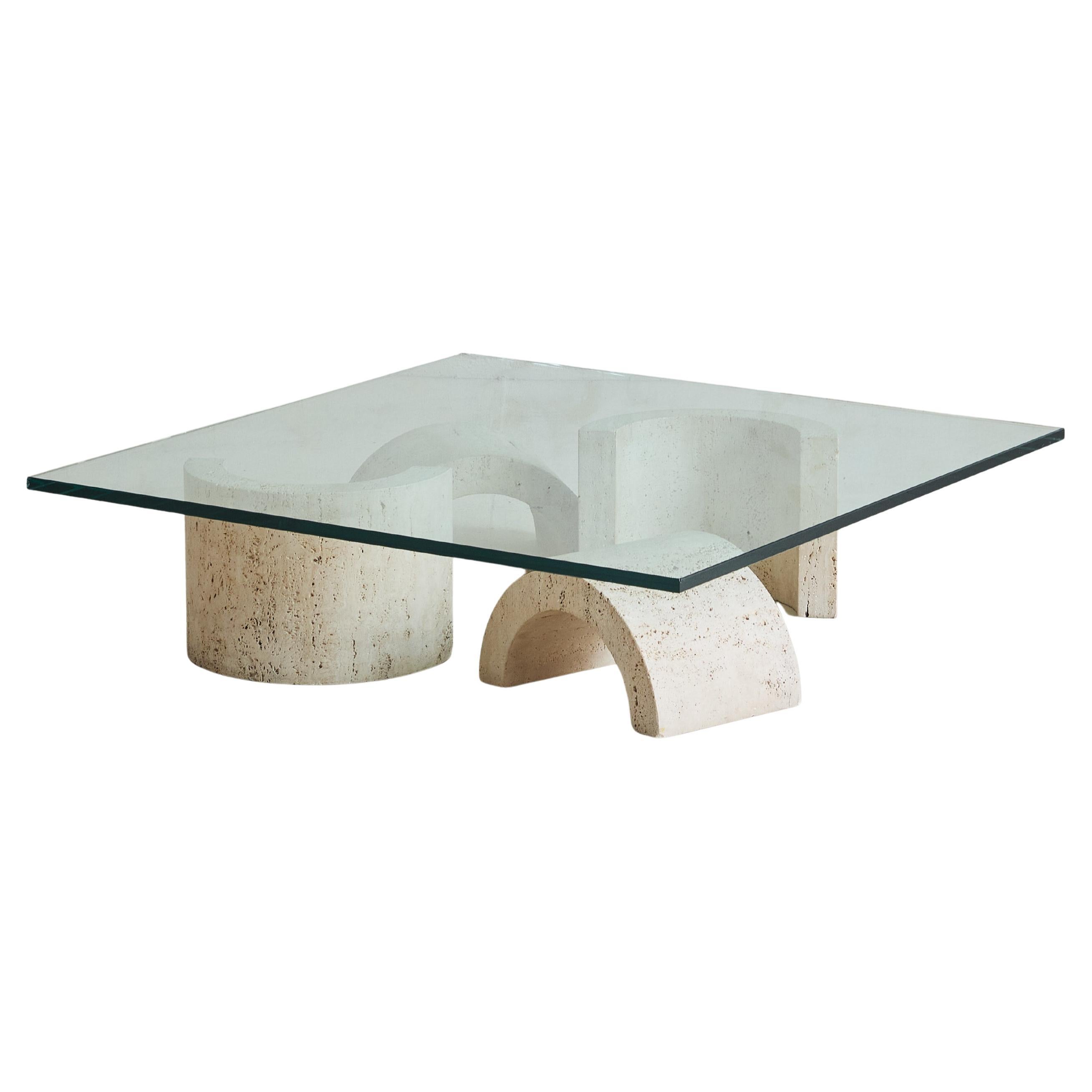 Italian ‘Groppo’ Travertine Coffee Table by Raffaello Repossi for Up&Up ...