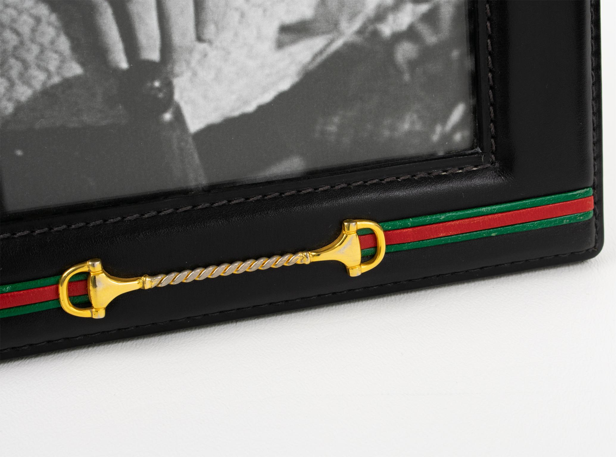 Italian Gucci Hand-Stitched Black Leather Picture Frame at 1stDibs