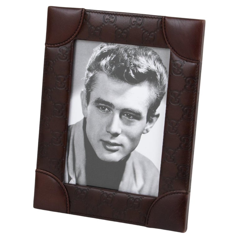 Italian Gucci Hand-Stitched Brown Leather Picture Frame For Sale at 1stDibs