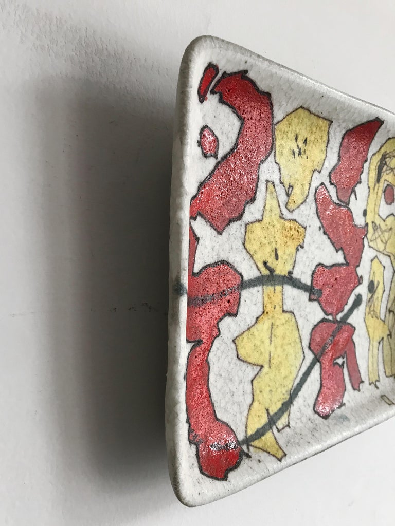 Italian Guido Gambone Wall Enameled Ceramic Tray Wall Decoration, 1950s ...