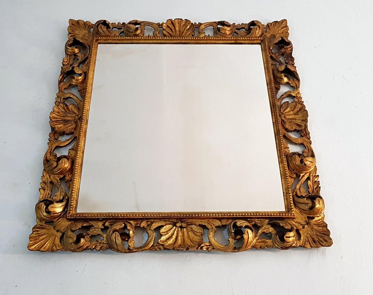 Italian Hand Carved Gilded Rococo Mirror at 1stDibs
