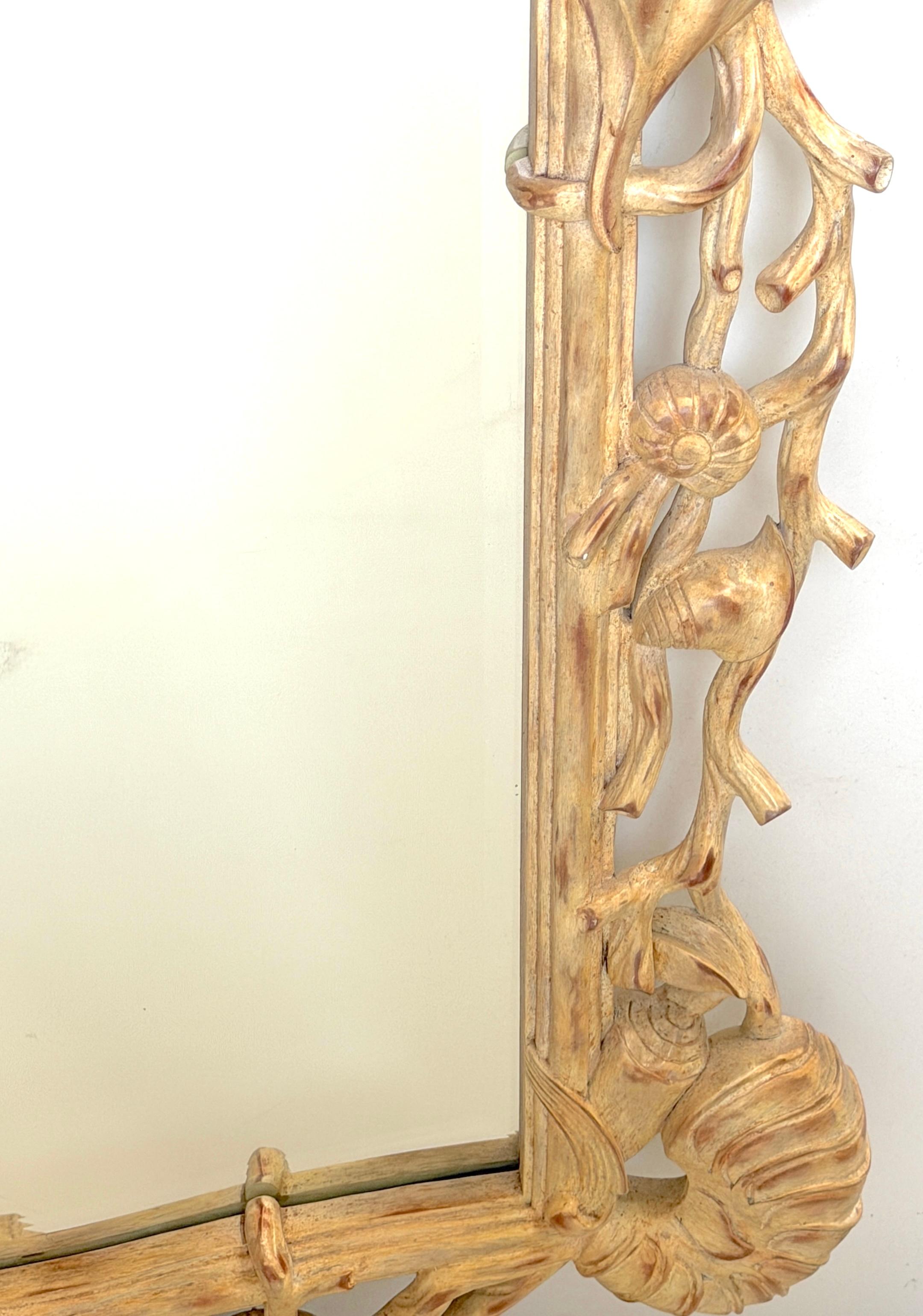 Italian Hand-Carved Grotto Shell and Coral Reef Mirror with Beveled ...