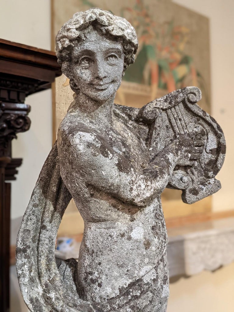 Italian Hand Carved Limestone Statue For Sale at 1stDibs