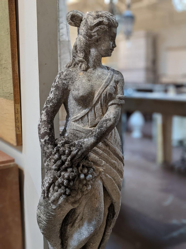 Italian Hand Carved Limestone Statue For Sale at 1stDibs