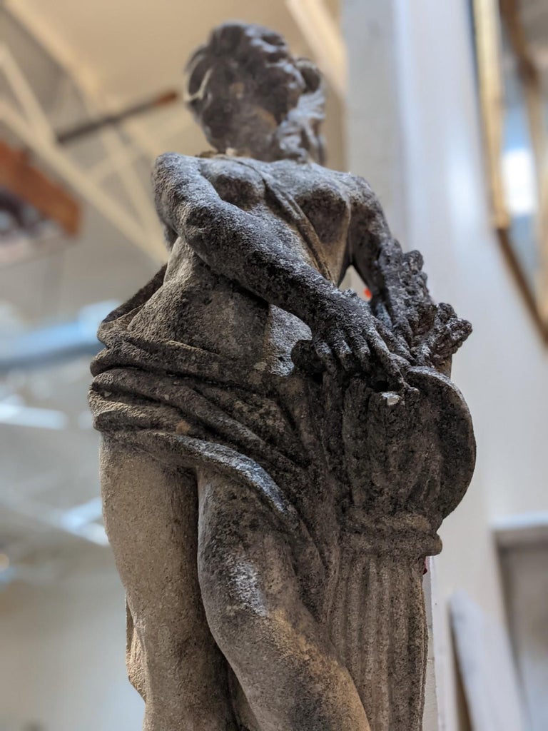 Italian Hand Carved Limestone Statue For Sale at 1stDibs