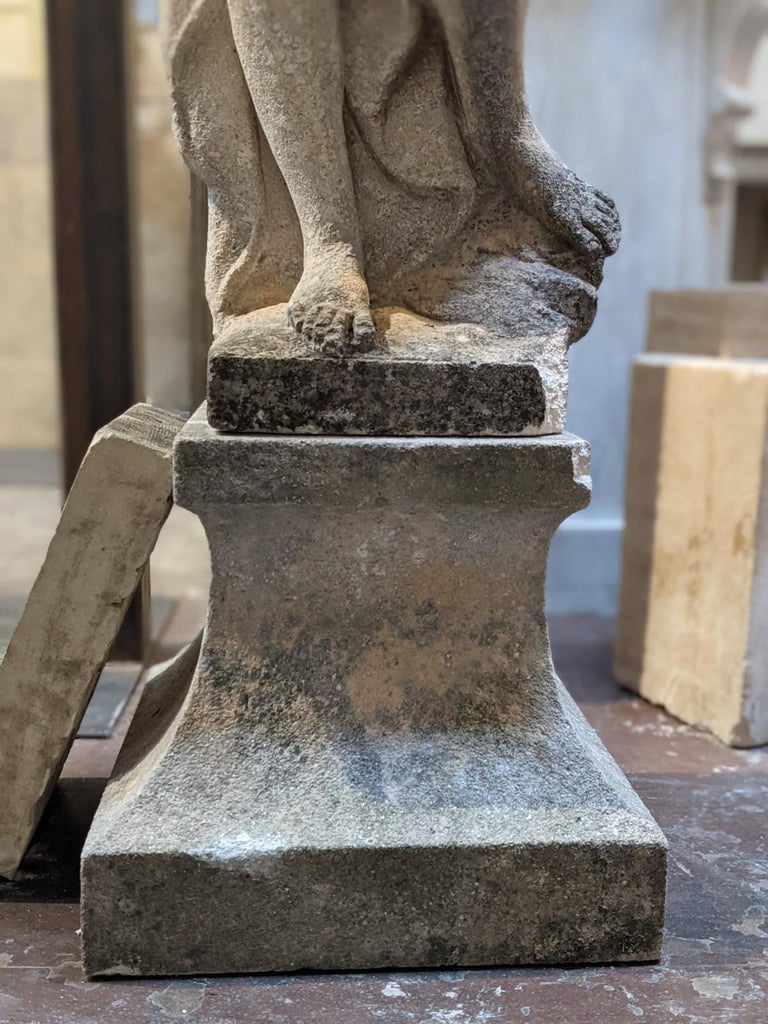 Italian Hand Carved Limestone Statue For Sale at 1stDibs