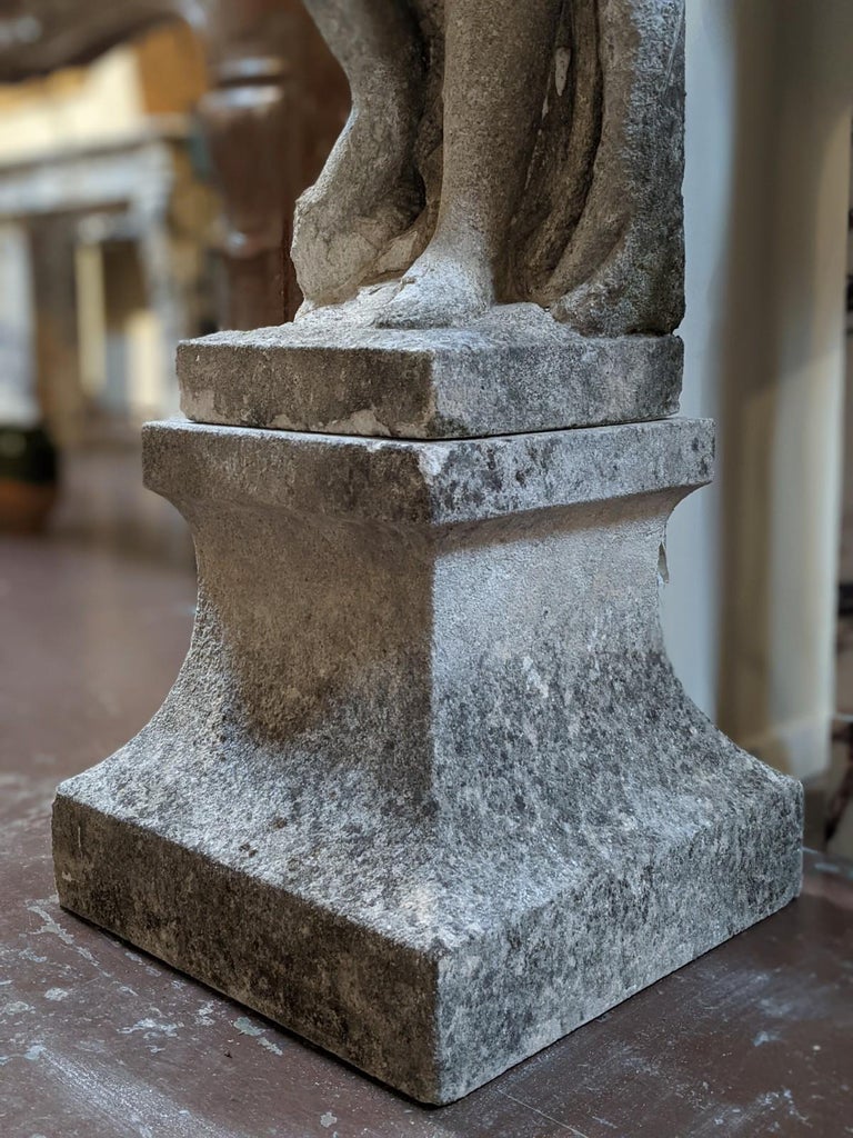 Italian Hand Carved Limestone Statue For Sale at 1stDibs