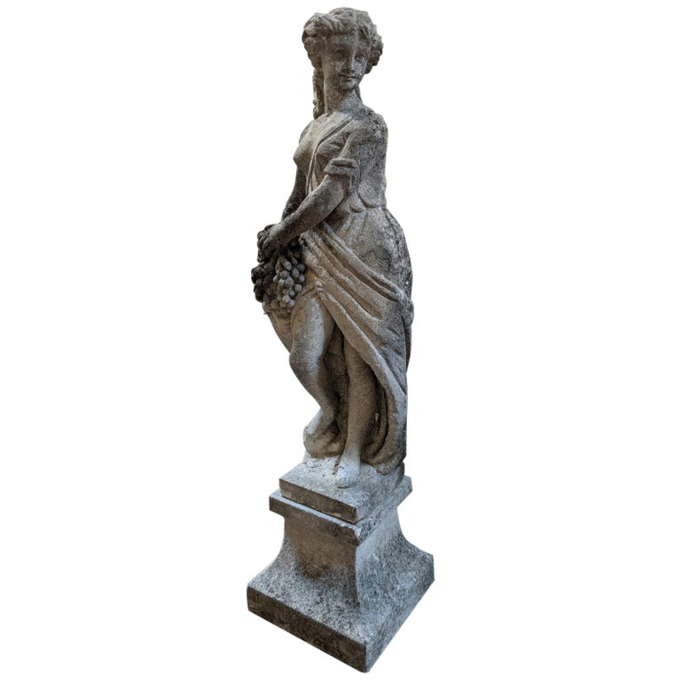 Italian Hand Carved Limestone Statue For Sale at 1stDibs