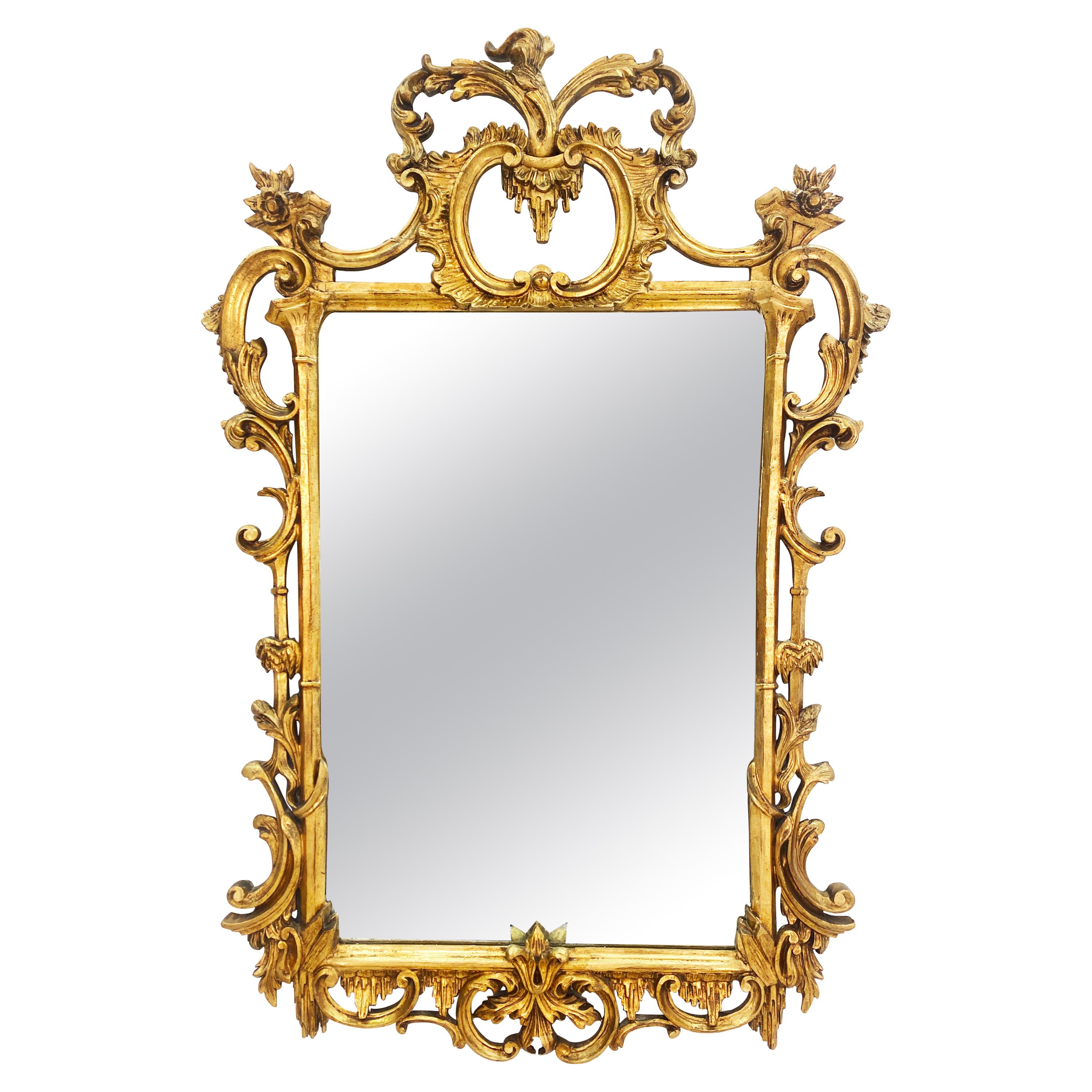 Antique Italian Giltwood Rococo Mirror For Sale at 1stDibs