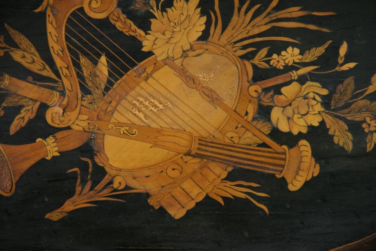 Italian Hand Carved Walnut Wood Shelf with Musical Inlay, Late 19th ...