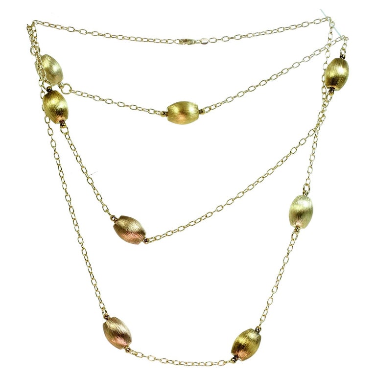 Italian Hand-Crafted Multicolor Brushed Gold Balls Choker and Long ...