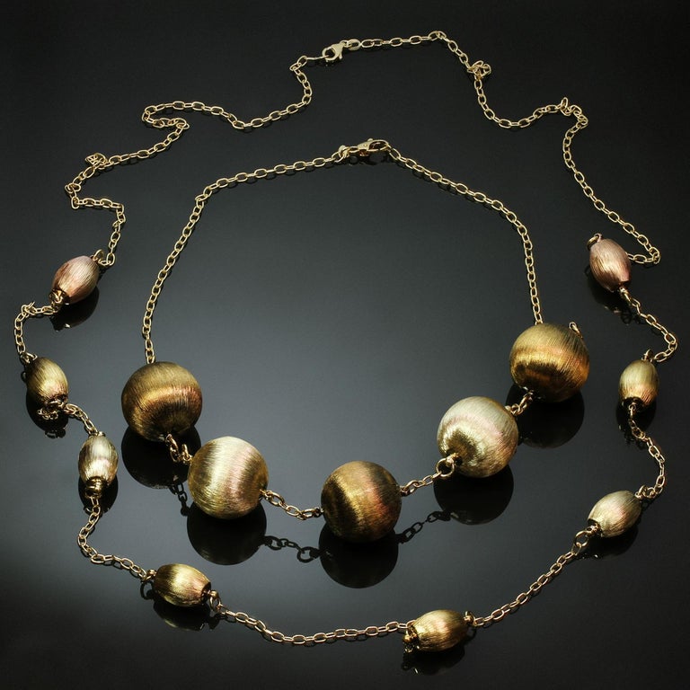 Italian Hand-Crafted Multicolor Brushed Gold Balls Choker and Long ...