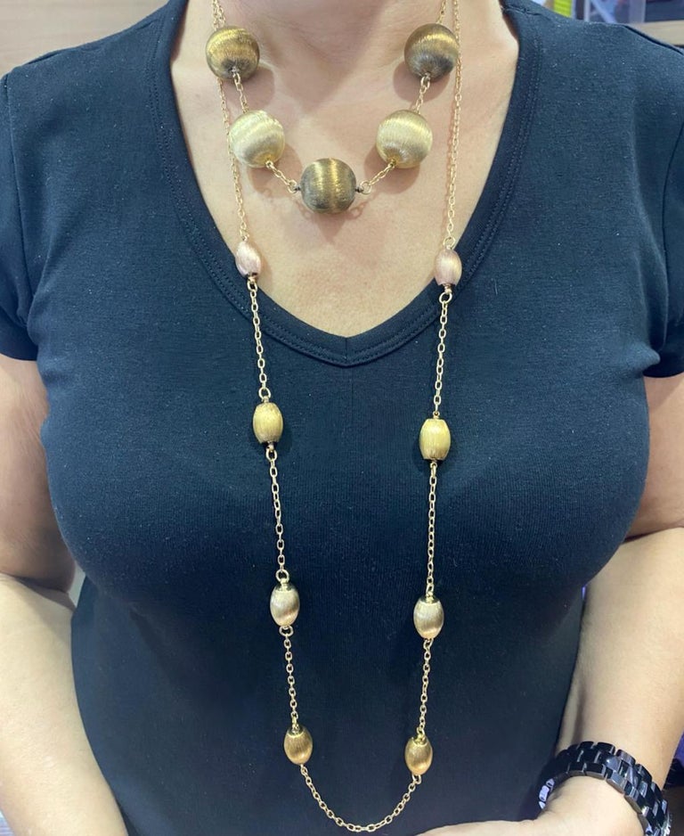 Italian Hand-Crafted Multicolor Brushed Gold Balls Choker and Long ...