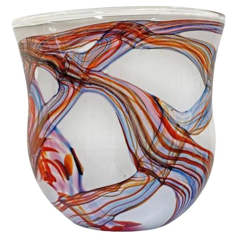 Italian Hand Crafted Retro Glass Vase, 1980’s For Sale at 1stDibs