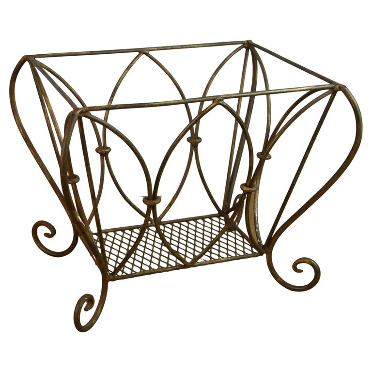Italian Hand Made Iron Gilt Magazine Rack For Sale at 1stDibs