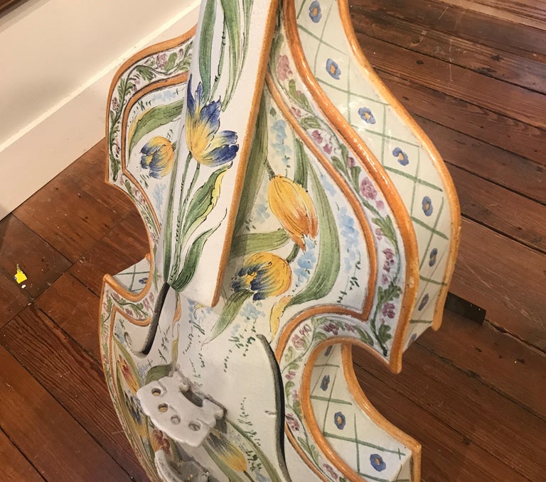 Italian Hand Painted Faince Pottery Cello For Sale at 1stDibs