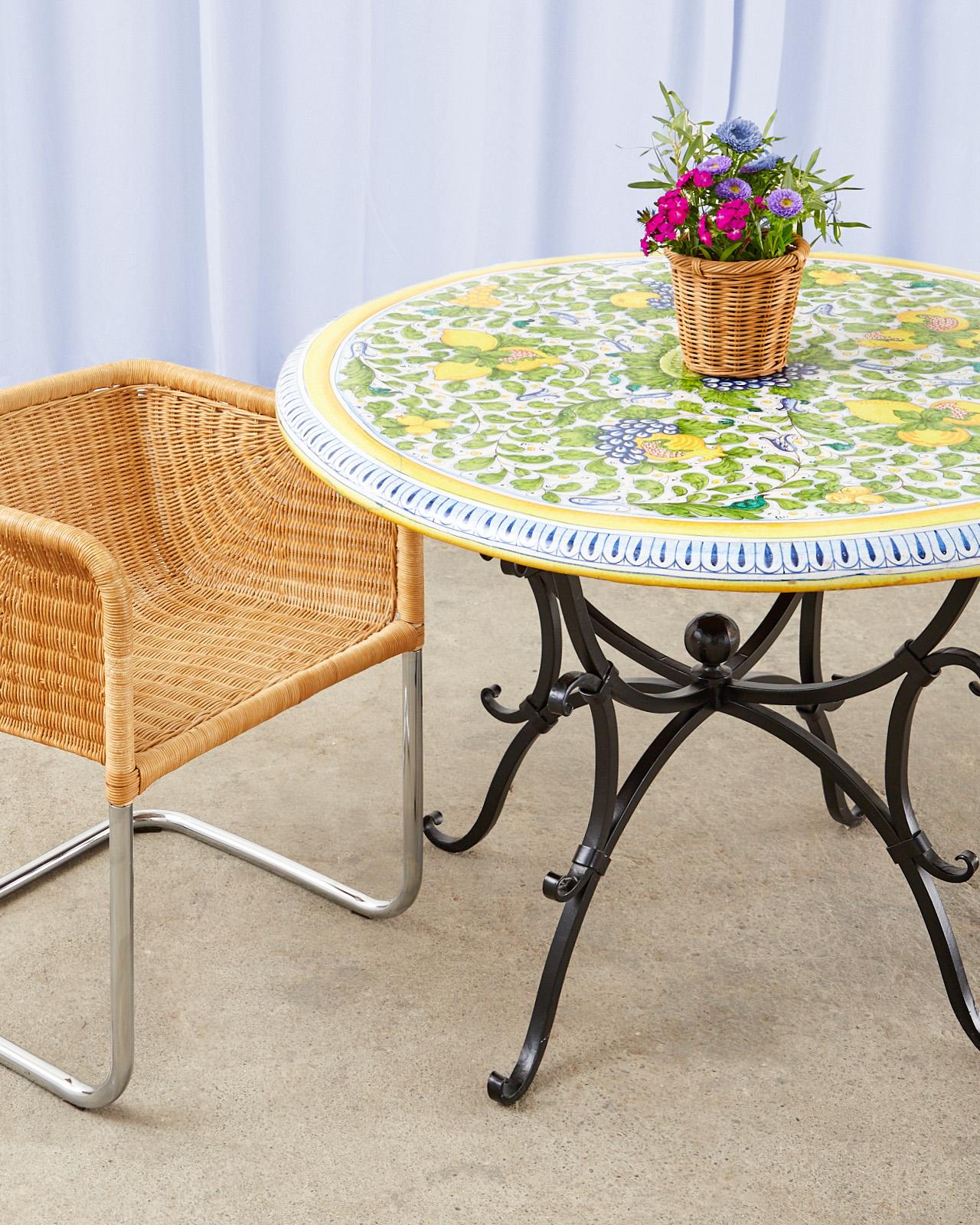 Italian Hand Painted Glazed Ceramic Top Garden Dining Table at 1stDibs ...