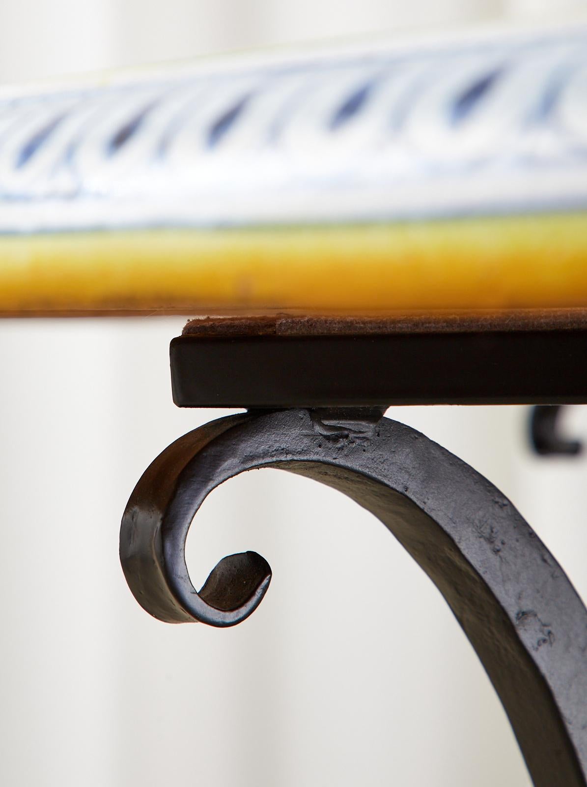 Italian Hand Painted Glazed Ceramic Top Garden Dining Table at 1stDibs ...