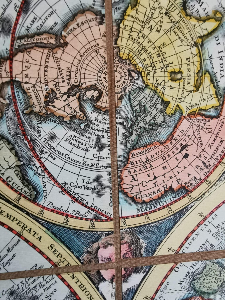 Italian Handcolored Old Map Reproduction Printed on Rough Canvas For ...