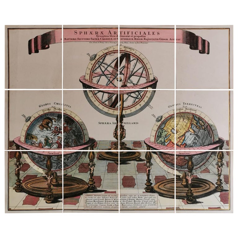 Italian Handcolored Old Map Reproduction Printed on Rough Canvas at 1stDibs