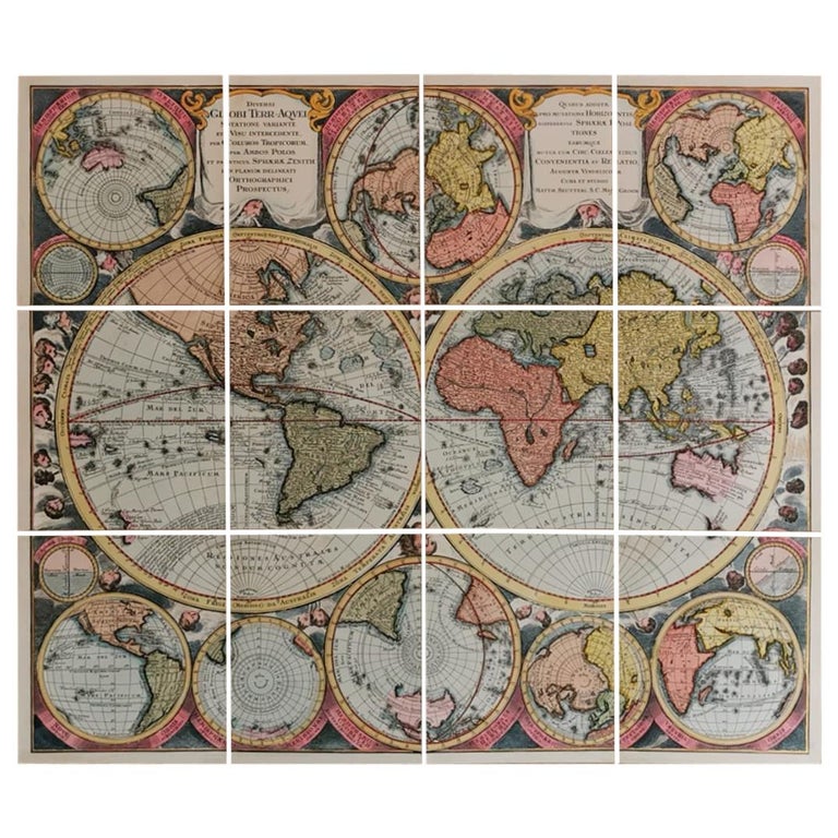 Italian Handcolored Old Map Reproduction Printed on Rough Canvas For ...