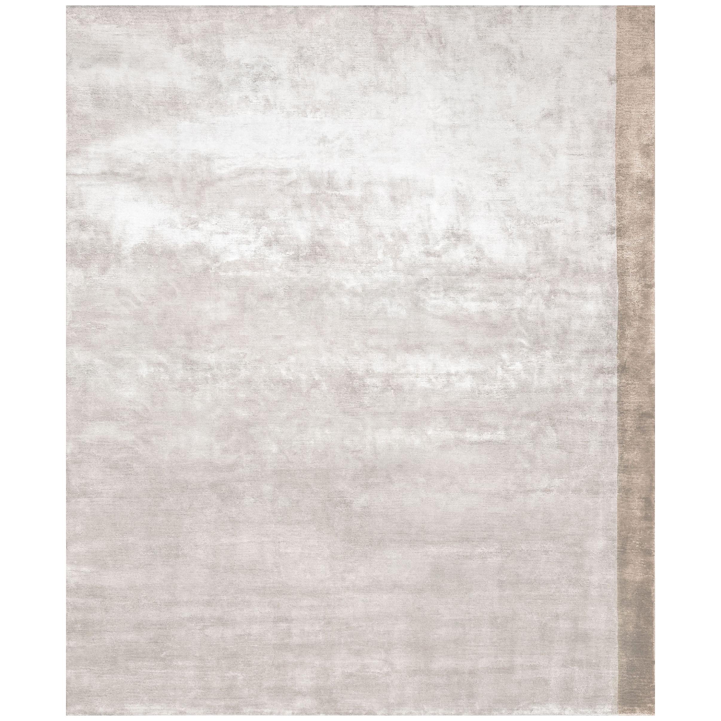 Handmade Smooth Beige Color in Silk Rug For Sale at 1stDibs